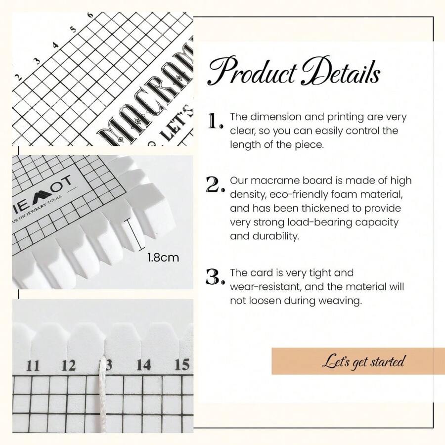 Macrames Board Grided Mat 8x11'' Braiding Jewelry Making Hand Kniting ...