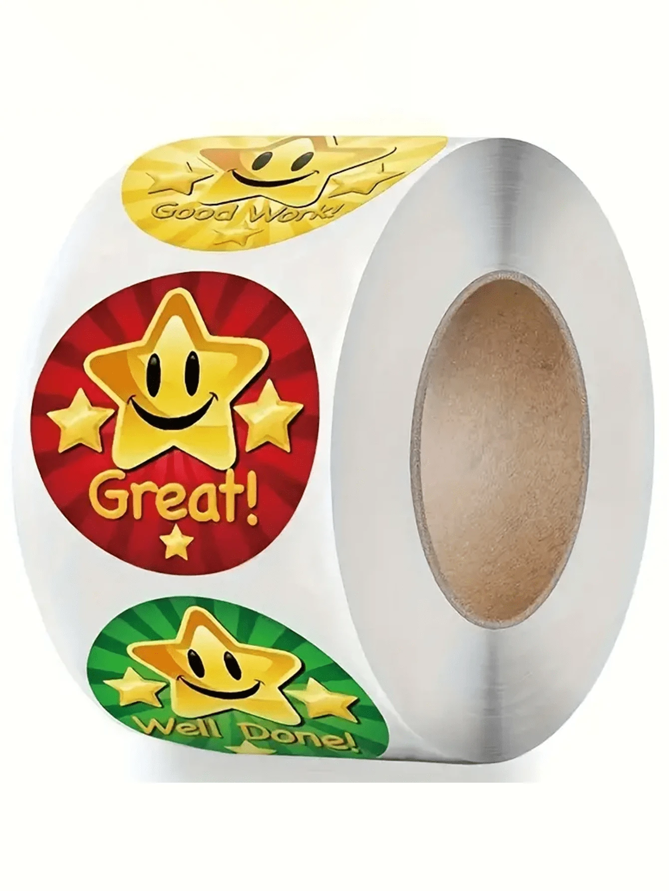 500 Sheets/Roll, Round Happy Face Stickers, Teacher Reward Stickers ...