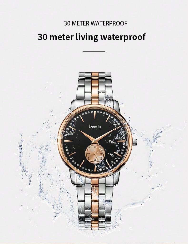 Deesio 1 pieza Reloj de muñeca de cuarzo de lujo con esfera redonda de ...