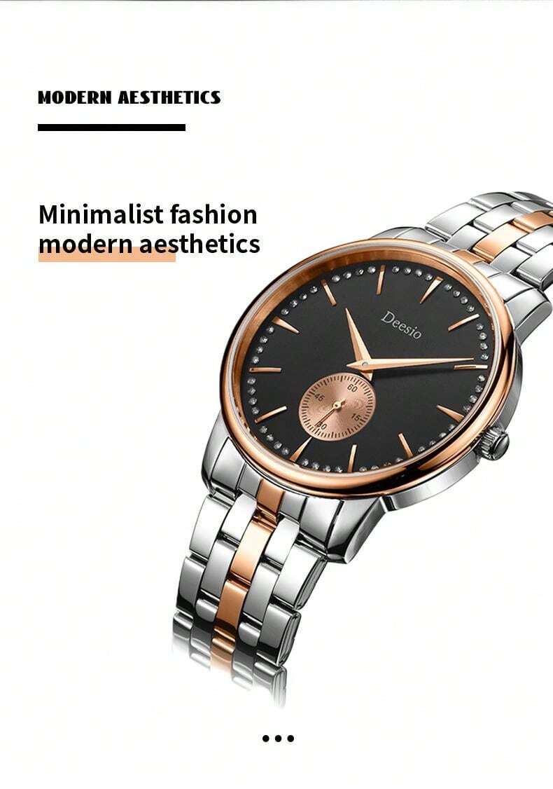 Deesio 1 pieza Reloj de muñeca de cuarzo de lujo con esfera redonda de ...