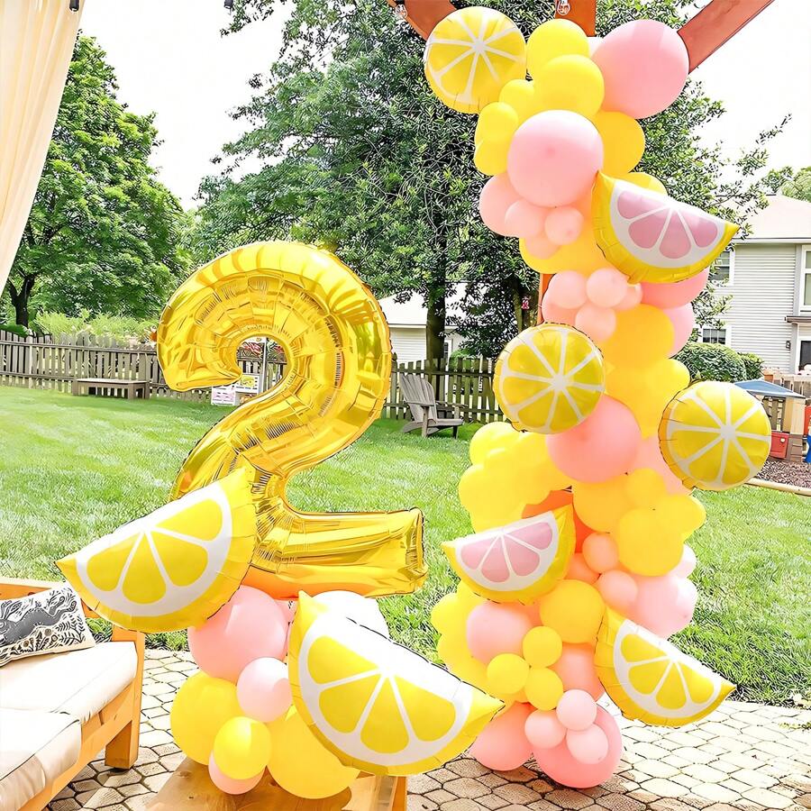 143Pcs Lemon Balloon Arch Garland Kit Pastel Yellow Pink Lemon Yellow ...