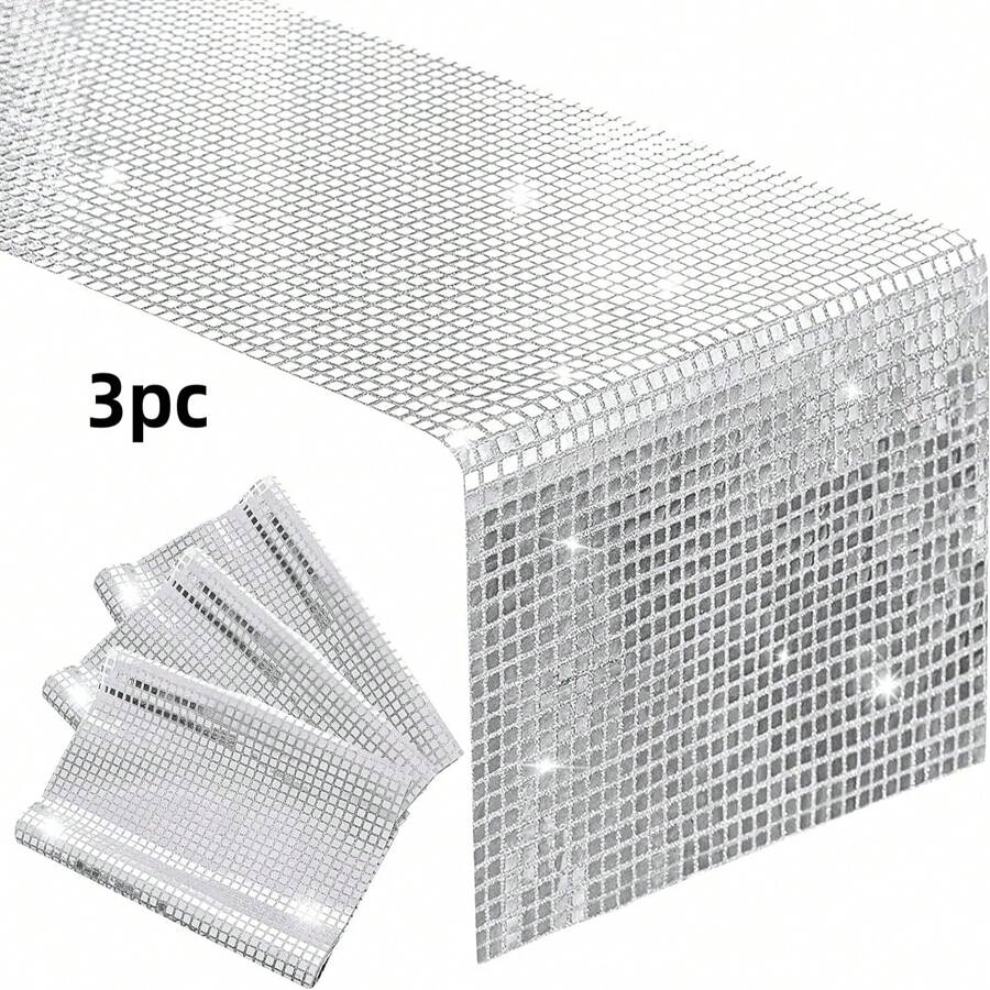 1/3/5pcs 33*183cm Gold Glitter Table Runner For Disco Party, Retro 70s 80s Theme, Disco Ball ...