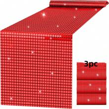 1/3/5pcs 33*183cm Gold Glitter Table Runner For Disco Party, Retro 70s 80s Theme, Disco Ball ...