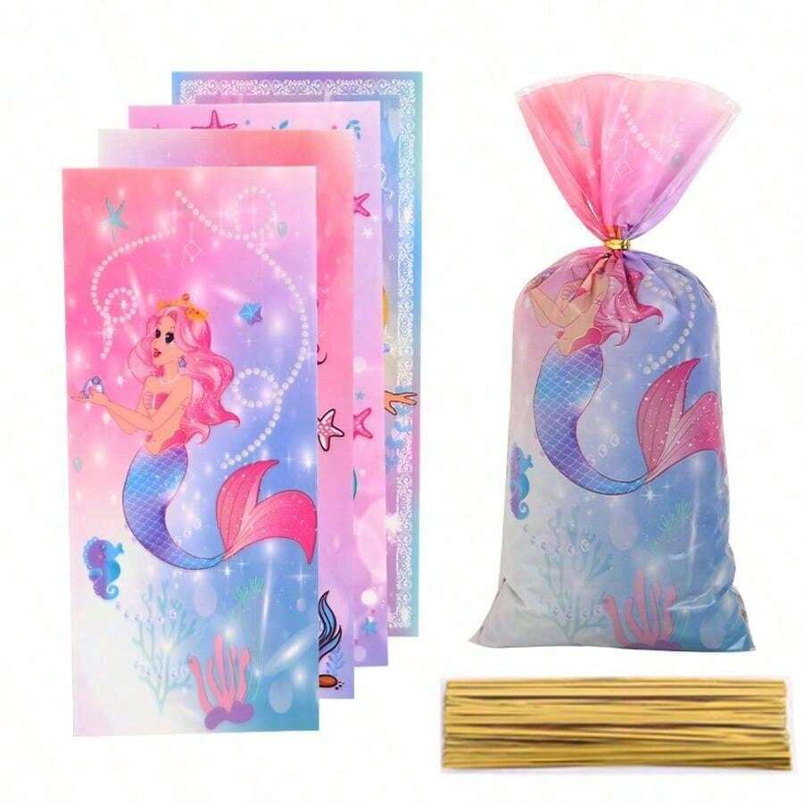 50 Mermaid Party Bag Mermaid Party Bag Wide Sole Mermaid Cellophane ...