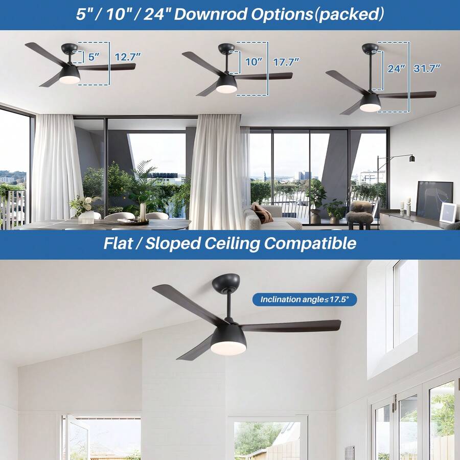 Sofucor 52 Inch Farmhouse Reverse Airflow Wood Ceiling Fan With Light ...