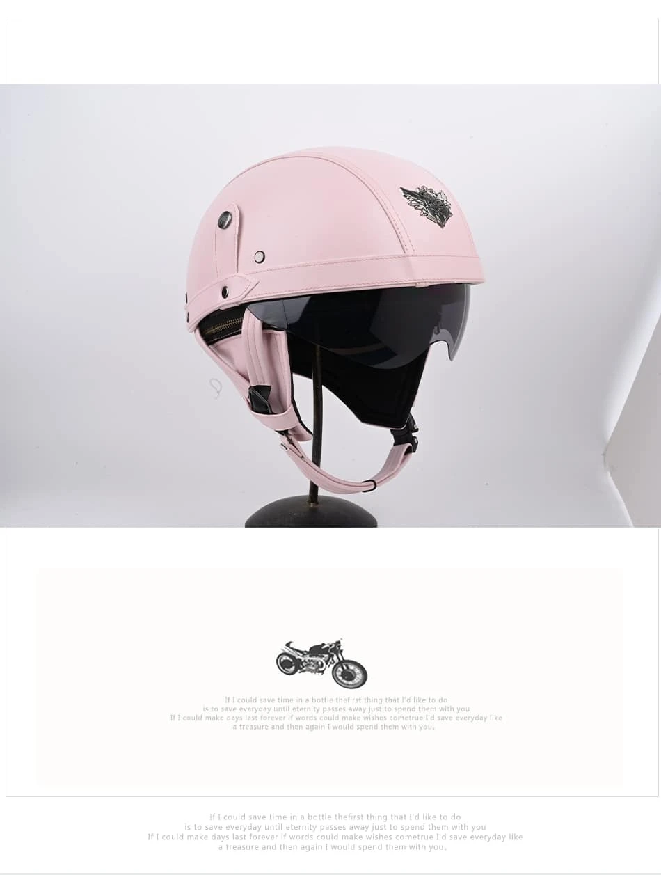 KCO Retro Motorcycle Helmet, Open Face Cruiser Helmet For Motorcycles ...