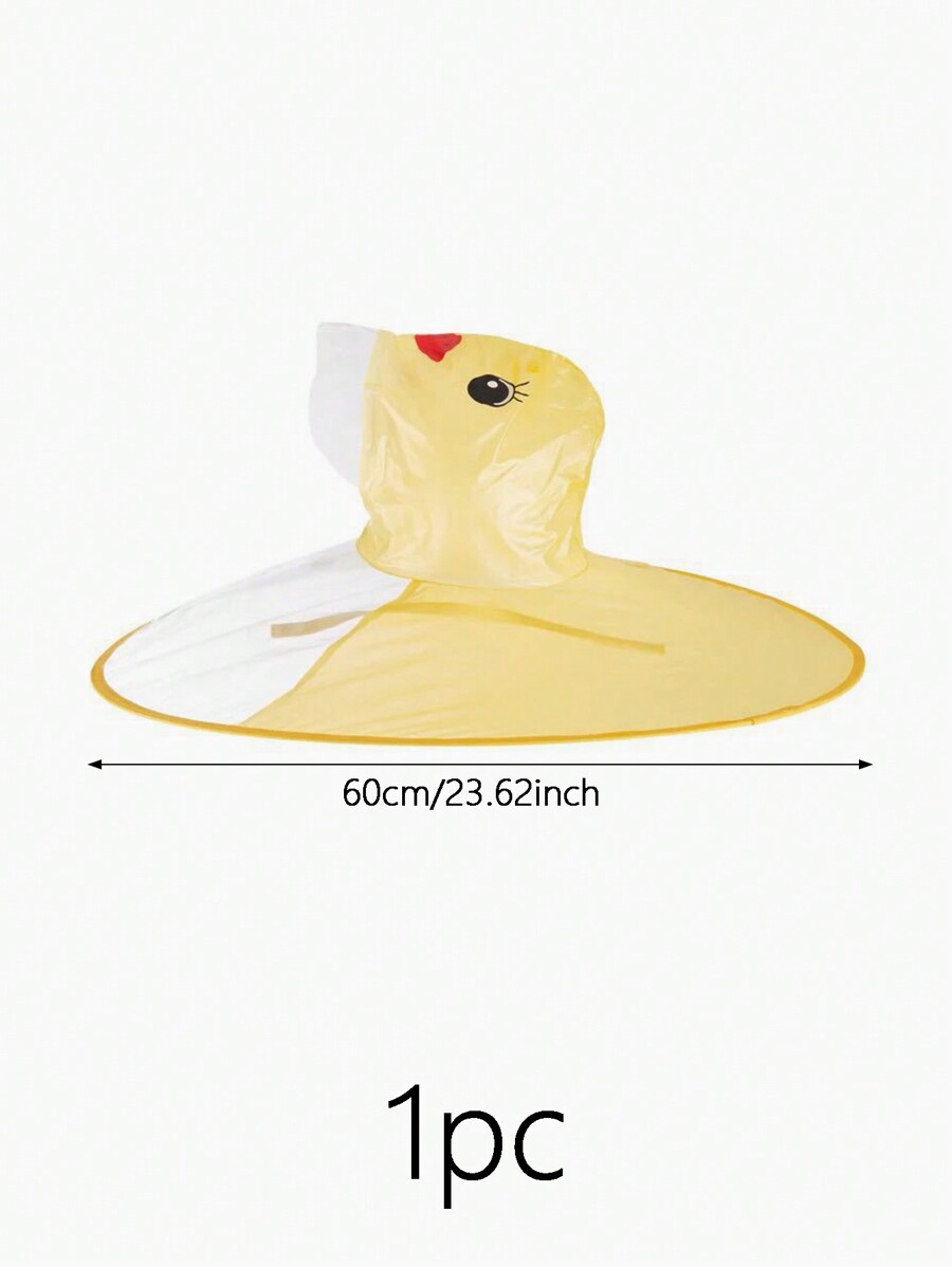 1pc Hooded Cartoon Yellow Duck/Flying Saucer Poncho Rain Jacket, Random ...