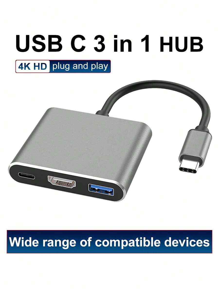 USB C To HDTV Multi-Port Adapter, Type-C Hub Thunderbolt 3 To HDTV 4K ...