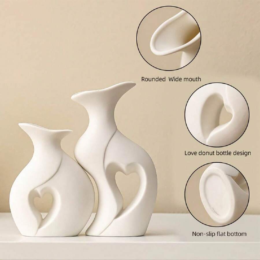 Vase Set Of 2, Aesthetic Heart Centerpiece Decorative Vase, Farmhouse ...