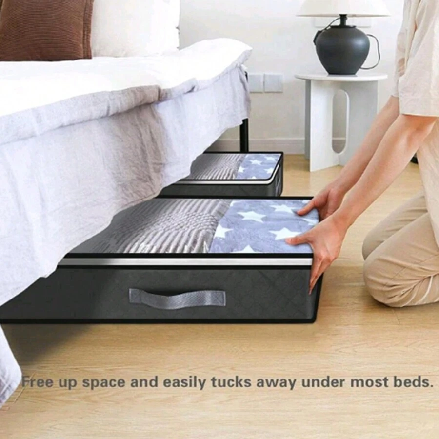 Comforter Storage Bag For Under Bed & Wardrobe, Foldable Moving Bag For ...