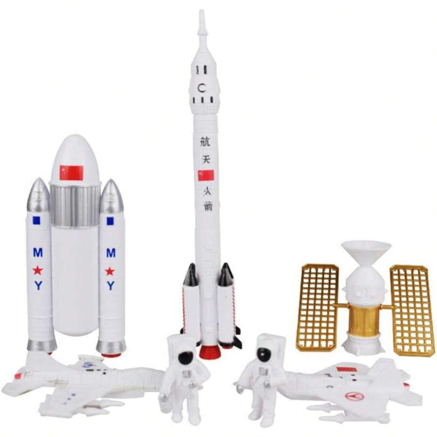 7pcs Space Birthday Cake Topper Outer Space Astronaut Rocket Satellite ...