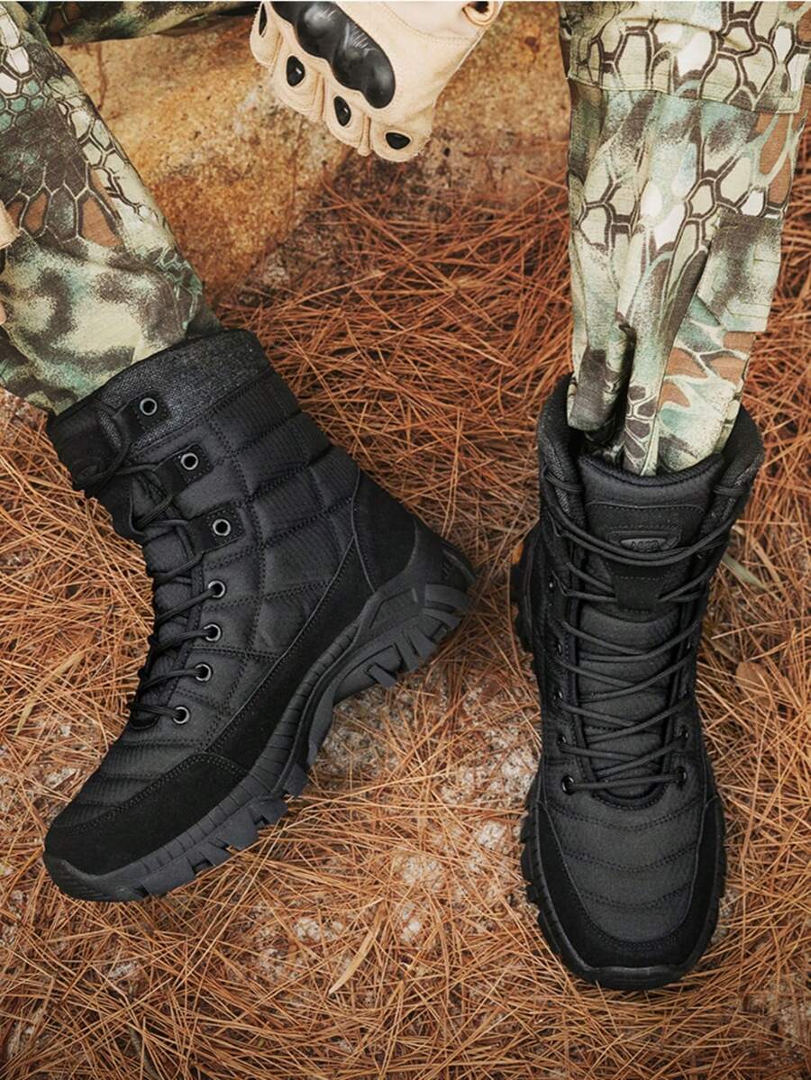 Men's Black High-Top Shoes - Military Training Boots, Outdoor Work ...