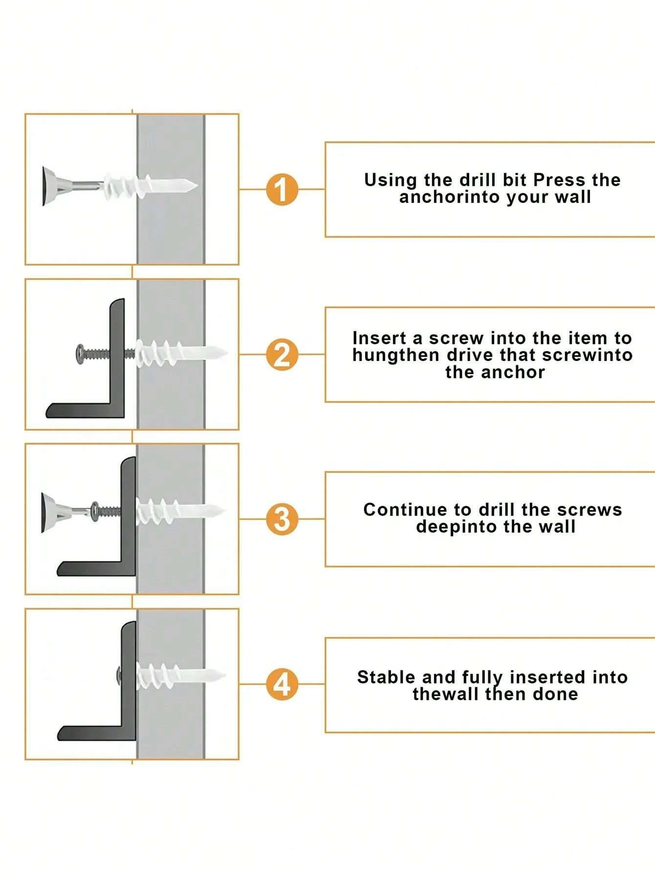 66pcs Ribbed Nylon Anchor Bolt With Self-Tapping Screws For Drywall ...