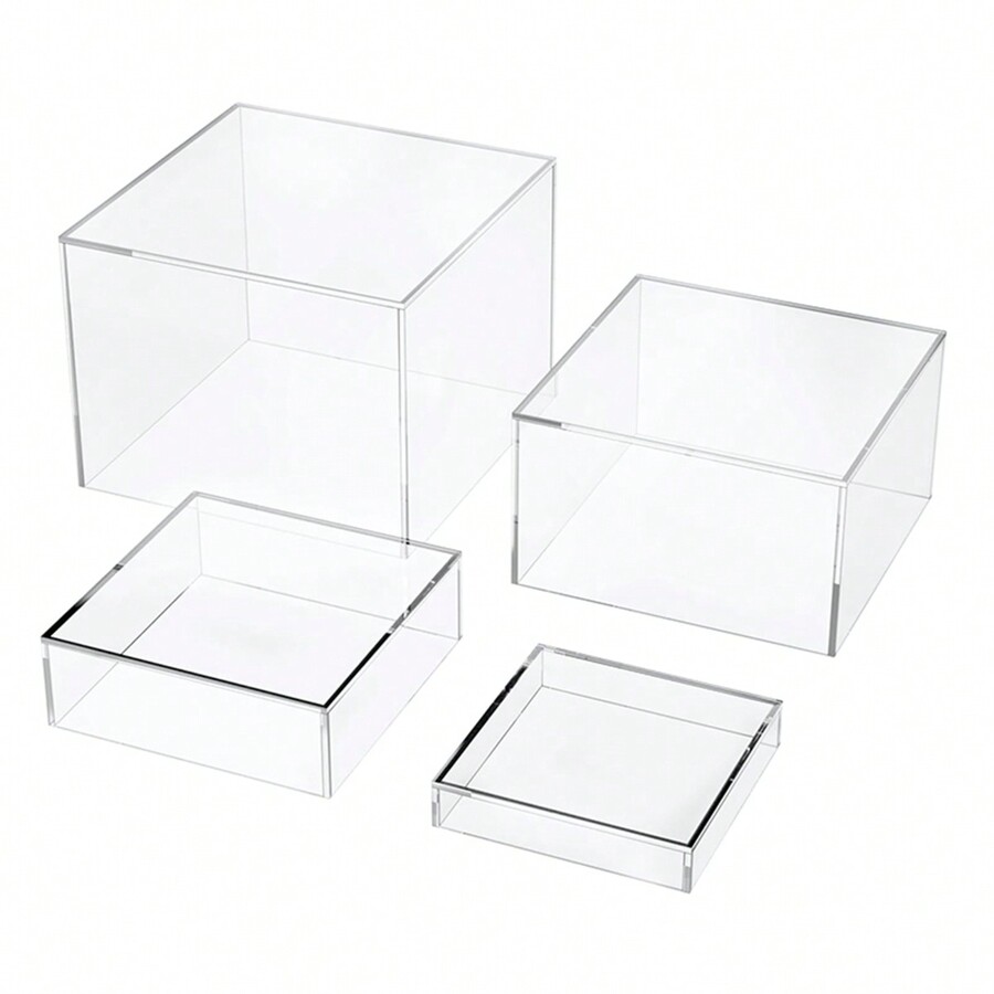 A Set Of 4 Crystal Clear Acrylic Cubes Showing A Nested Rise With A ...