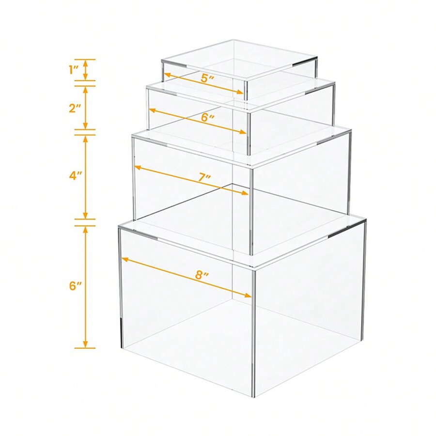 A Set Of 4 Crystal Clear Acrylic Cubes Showing A Nested Rise With A ...