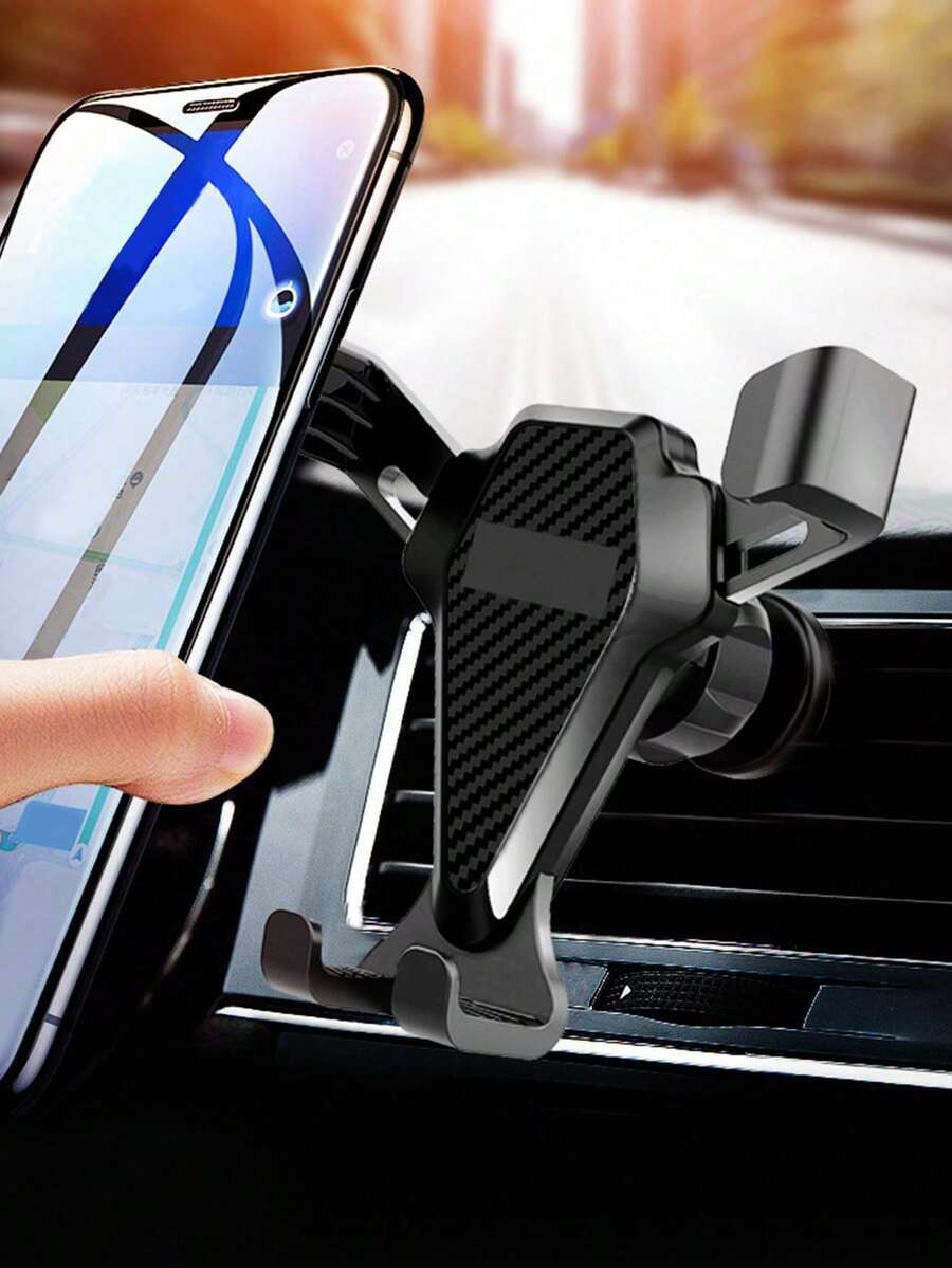 1pc Black ABS Car Air Vent Gravity Mobile Phone Holder With Carbon ...