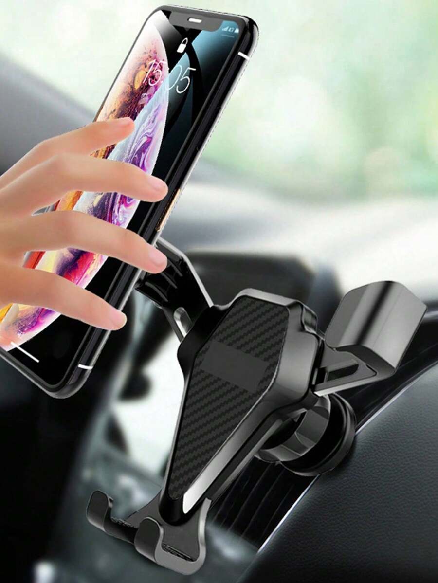 1pc Black ABS Car Air Vent Gravity Mobile Phone Holder With Carbon ...