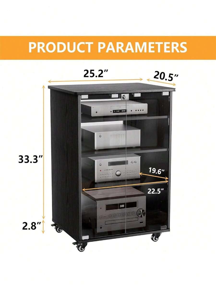 Media Storage Cabinet, Audio Video Media Stand Cabinet With 4 Shelves ...