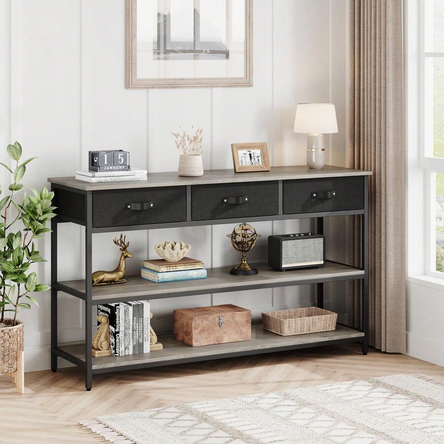 3-Drawer Entryway Table - 3 Tier Console Table With Shelves, Display ...