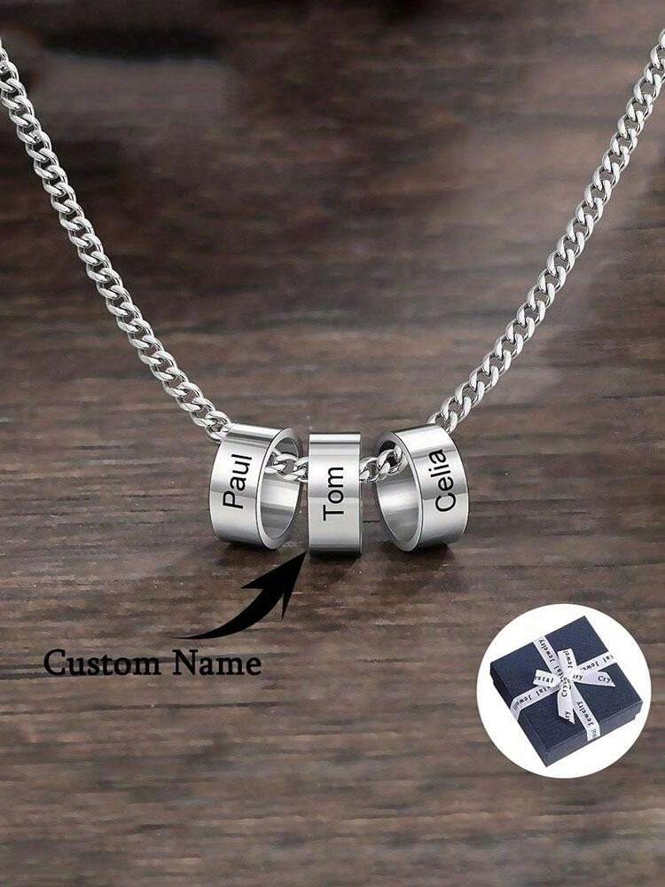 Personalized Circle Pendant Necklace For Women Men 1-5 Names Customized ...
