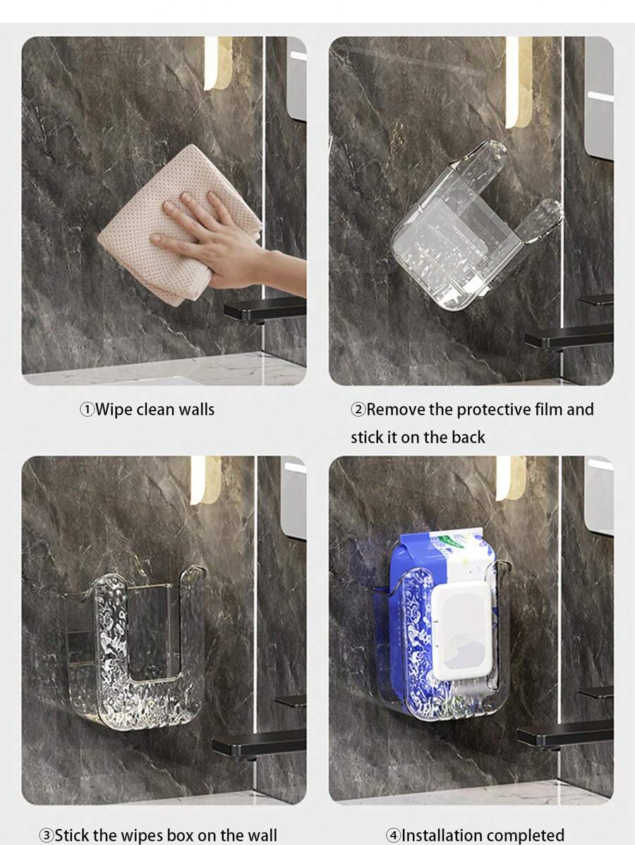 1pc Kitchen Wet Wipes Storage Box, Luxury Wave Pattern Wall-Mounted ...