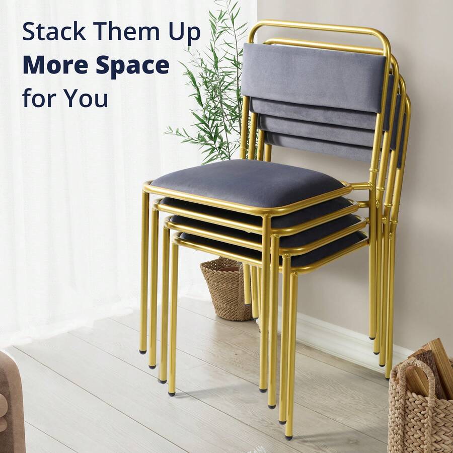 GladGrid Mid-Century Modern Dining Chairs Set Of 4, Velvet Upholstered ...