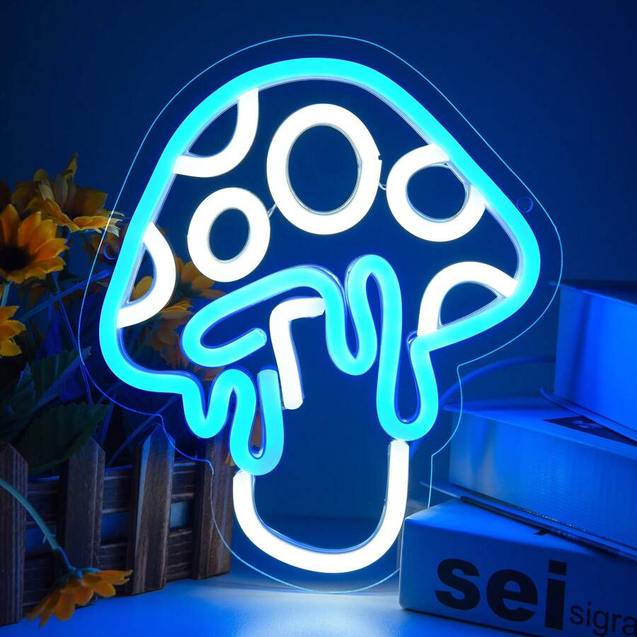 Mushroom Neon Light Sign For Bedroom, LED Wall Decor Aesthetic Neon ...