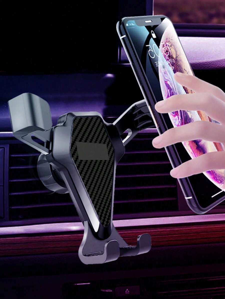 1pc Black ABS Car Air Vent Gravity Mobile Phone Holder With Carbon ...