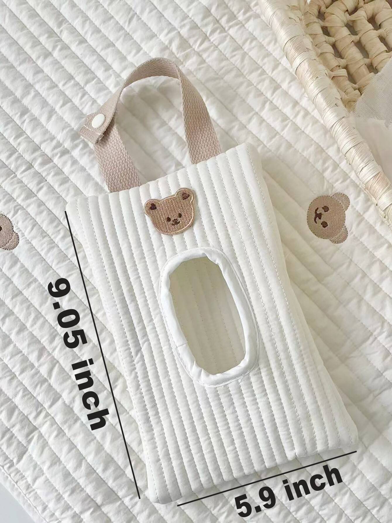 1pc Black Cartoon Cute Bear Tissue Storage Bag, Car-Mounted Wet Wipes ...