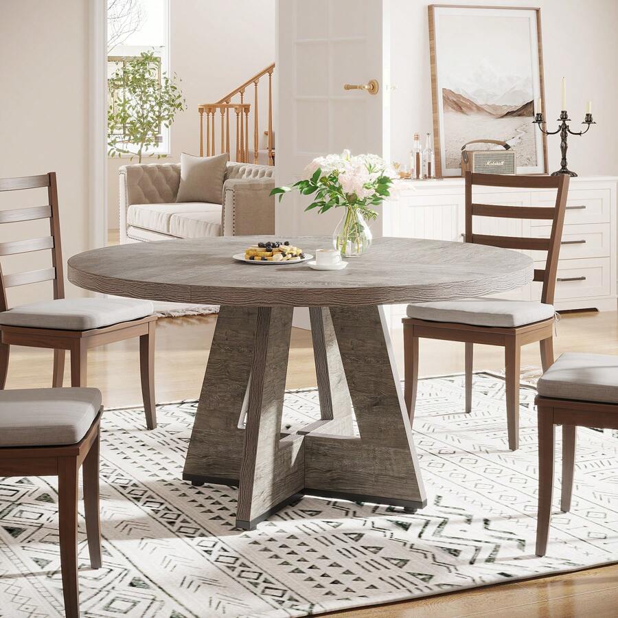 LITTLE TREE LITTLE TREE Round Dining Table, 47 Inch Dining Room Tables ...