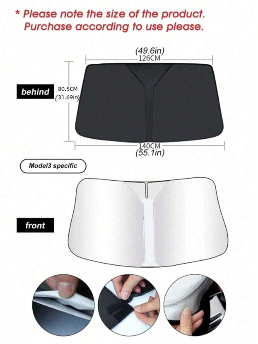 1pc 55.1 Inches Car Sunshade, Heat Insulation Windshield Sun Shade, Car ...