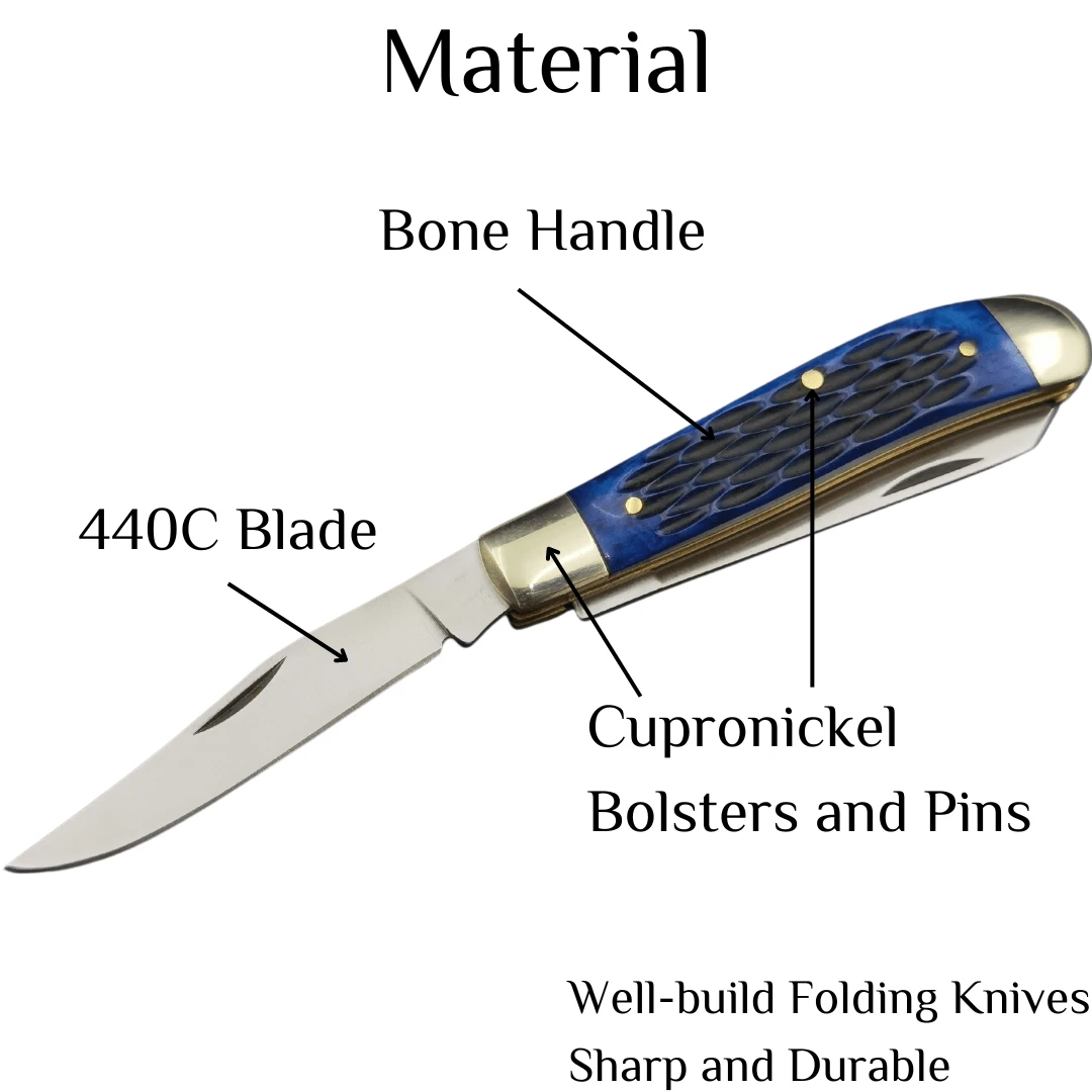 A Traditional Trapper Folding Pocket Knife, With A Closed Length Of 8.7cm, Two 7cm 440 High ...