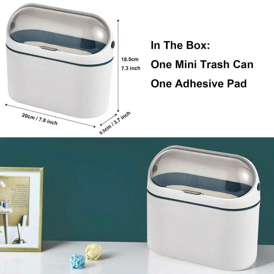 Desktop Trash Can With Lid, Mini Trash Can For Desk, Small Office ...