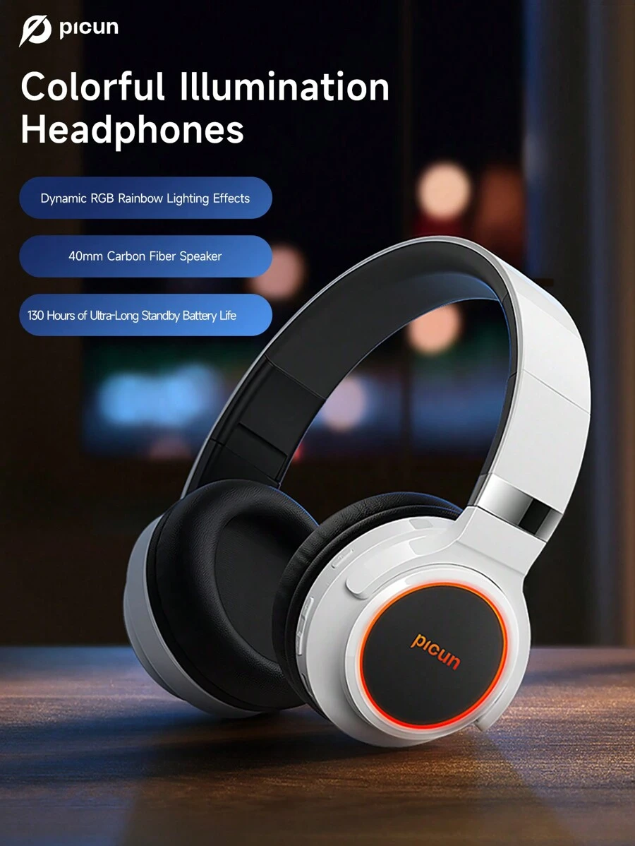 Picun B2 Wireless Headphones, High-Definition Stereo Headphones, Built ...