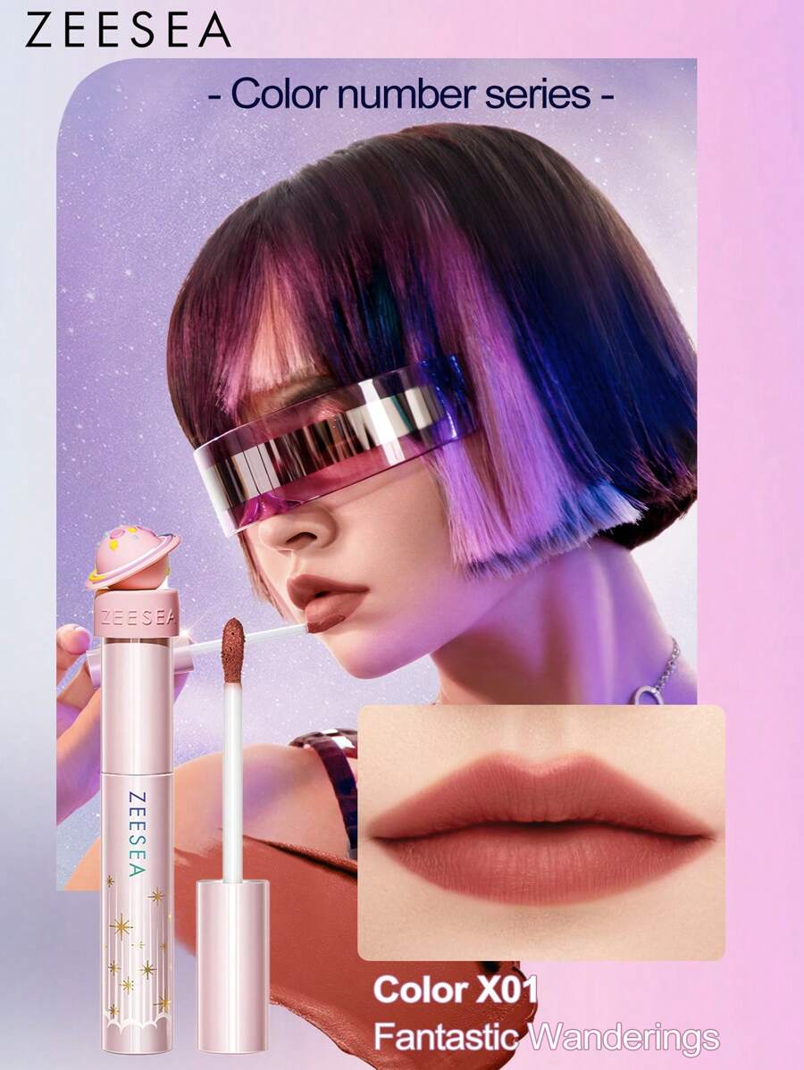 Zeesea Lápiz labial líquido mate de expedición interestelar de larga duración, pigmentado de ...