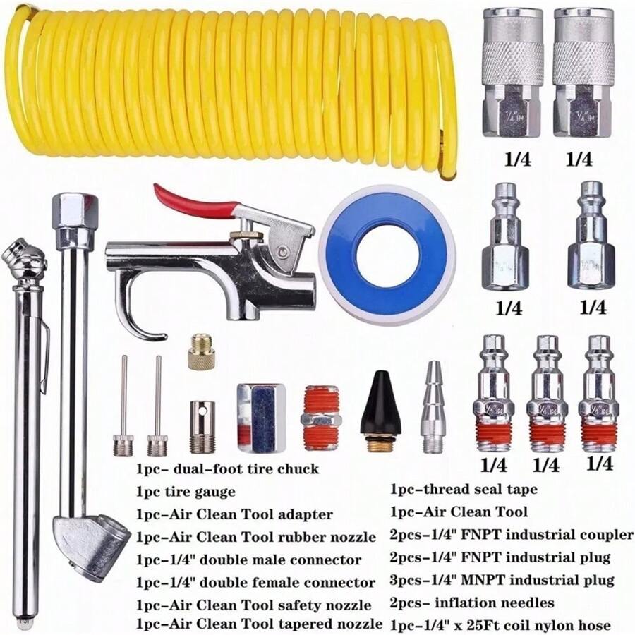 20pcs Compressor Air Accessories Kit With Hose And Quick Coupler ...