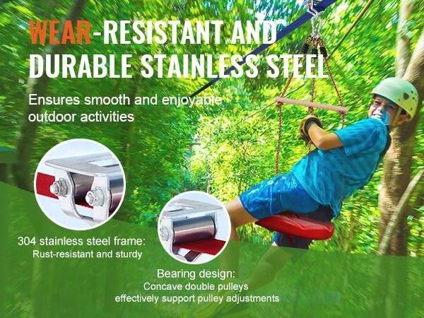 VEVOR Zipline Kit For Kids And Adult, 65 Ft Zip Line Kits Up To 500 Lb, Backyard Outdoor Quick ...
