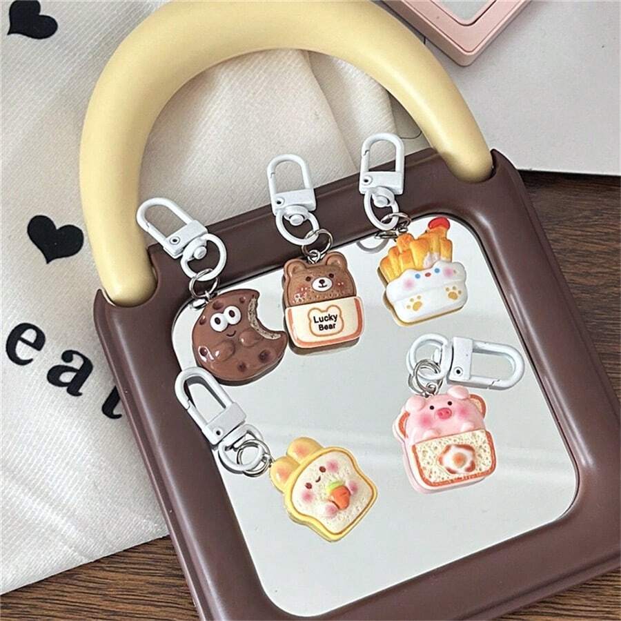 [Set Of 5] Cute Animal Sweet Treat Keychain For Girls' Backpack Or ...