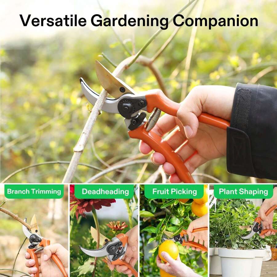 VIVOSUN 8" Bypass Pruning Shears For Gardening, Heavy-Duty Garden Scissors, Ultra Sharp Pruners ...