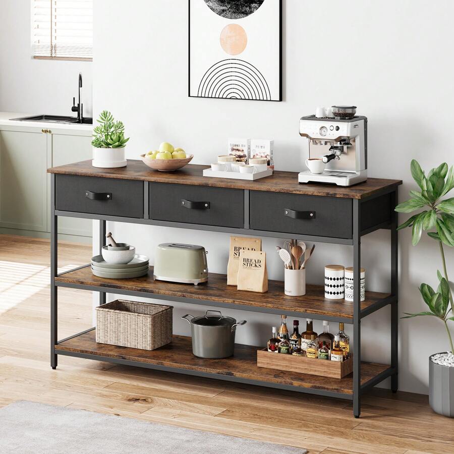 3-Drawer Entryway Table - 3 Tier Console Table With Shelves, Display ...