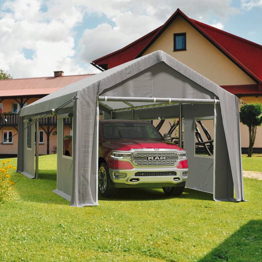 Heavy Duty Carport Canopy, Extra Large Portable Car Tent Garage With ...