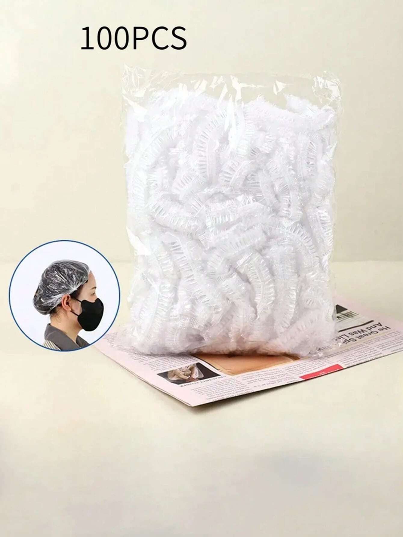 100pcs Disposable Clear Shower Caps, Waterproof And Dustproof Hair Caps ...
