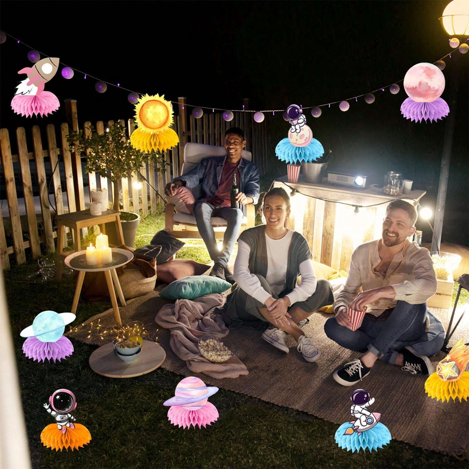 9pcs Space Themed Birthday Party Centerpieces - Astronaut, Planets ...