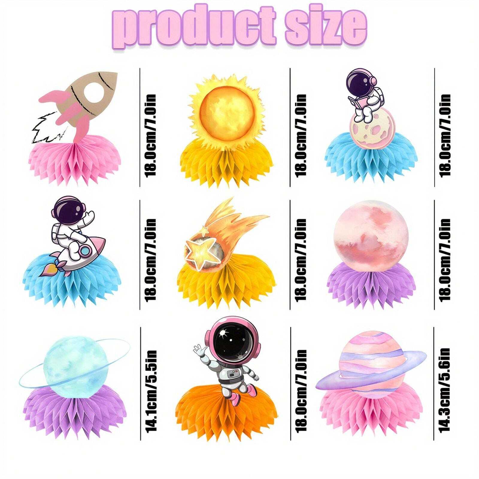 9pcs Space Themed Birthday Party Centerpieces - Astronaut, Planets ...