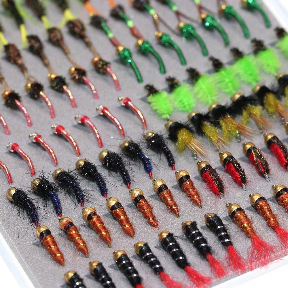 147PCS Scud Nymph Midge Larvae Box Set Fly Fishing Flies Trout Grayling ...