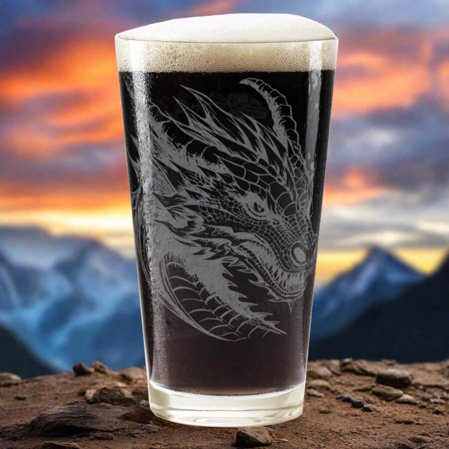 DRAGON Laser Engraved 16oz Pint Glass, Great Gift Idea, Unique Science ...