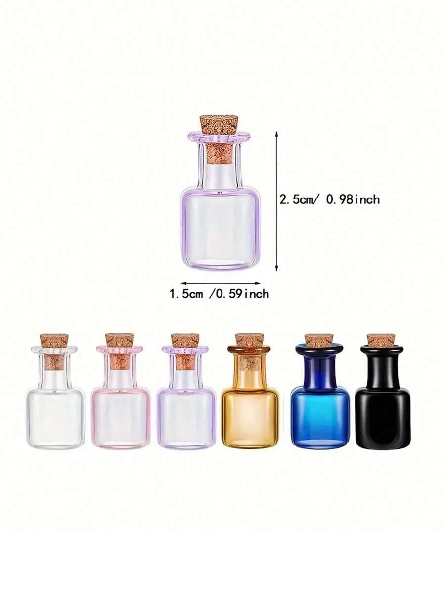 7pcs Mini Glass Rectangle Vials Set - Colorful, Assorted 7-Color Tiny ...