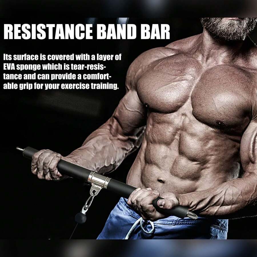 Home Gym Fitness Non-Detachable LAT Pull Down Bar Cable Attachments For ...