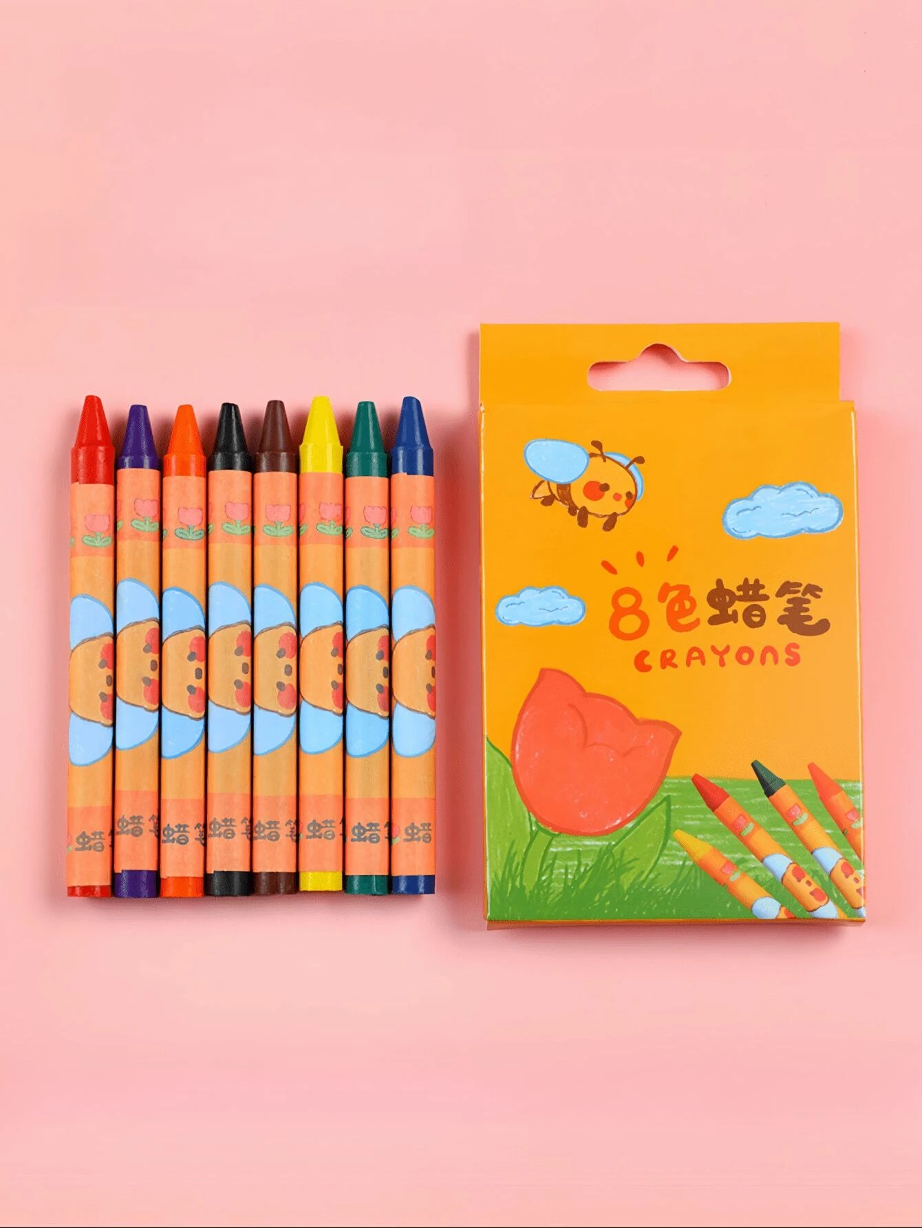 1/8/12pcs Cute Tulip Crayons, Non-Staining For Children, Kindergarten ...