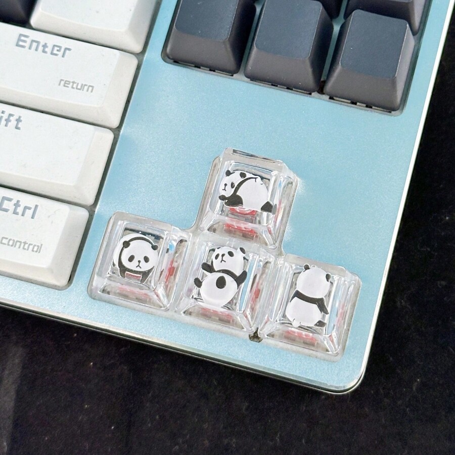 4pcs Handmade Translucent ABS Resin White Panda Keycaps For Mechanical ...